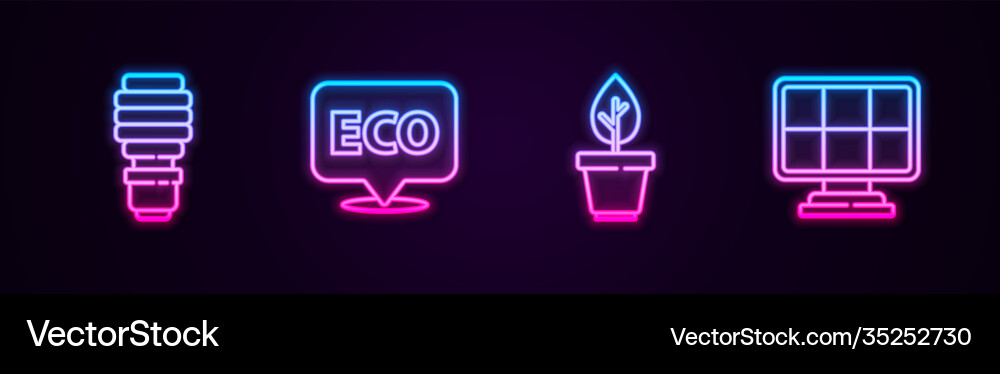 Set line led light bulb label for eco healthy Vector Image
