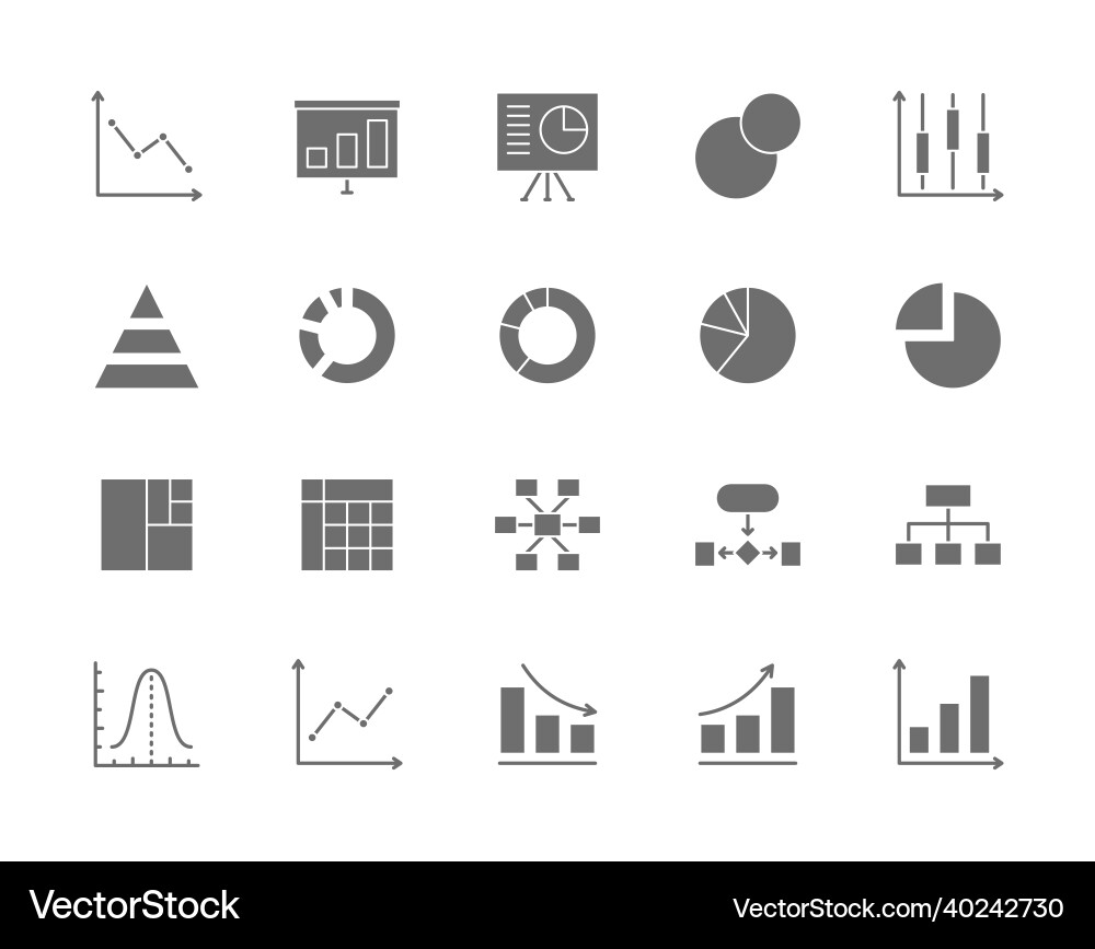 Diagramm und Diagramm graue Symbole pie Lizenzfreier Vektor