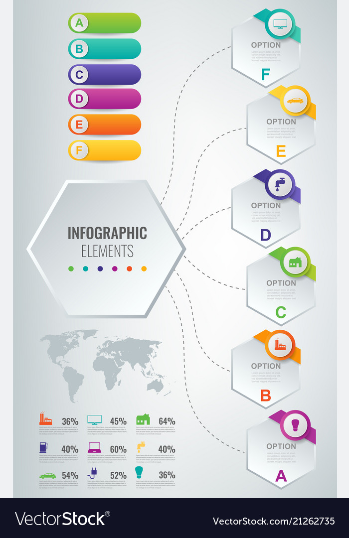 Abstract 3d infographic template with 6 options Vector Image