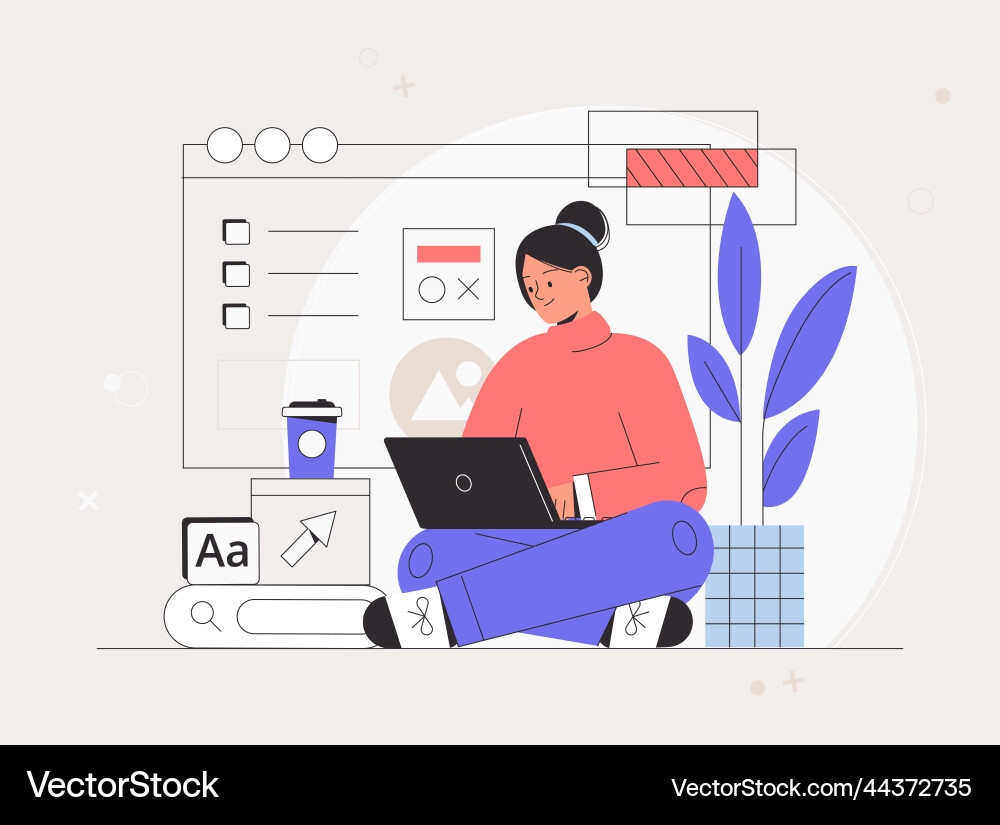 Business woman smm manager programmer sit Vector Image