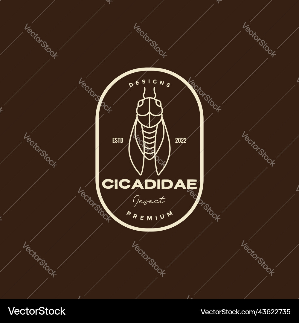 Cicadidae insect badge logo design Royalty Free Vector Image