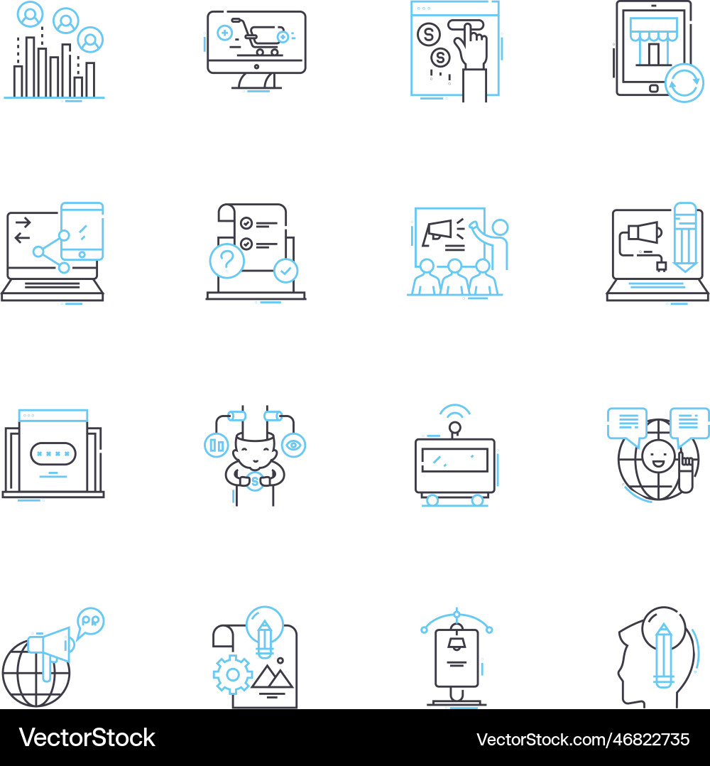 Consumer awareness linear icons set education Vector Image