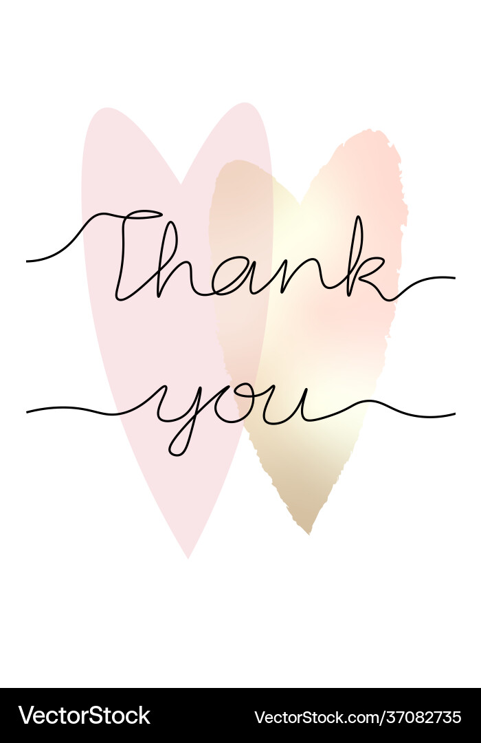 Continuous one single line art thank you concept Vector Image
