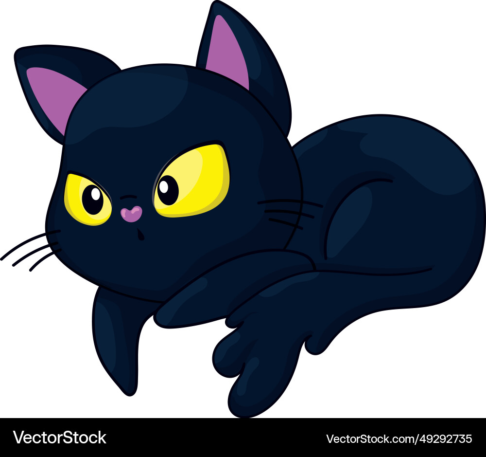 Cute black cat cartoon character Royalty Free Vector Image