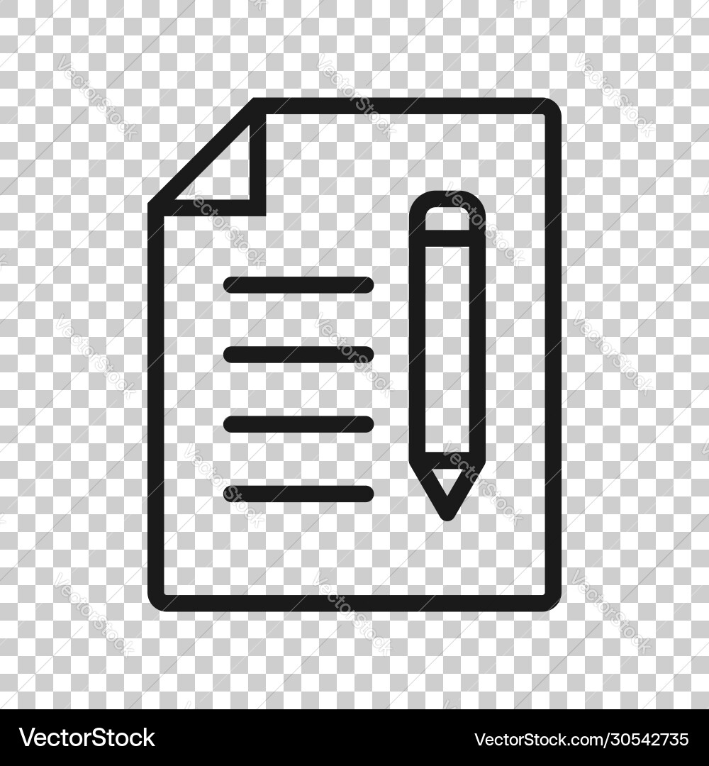 Document note with pen icon in flat style paper Vector Image