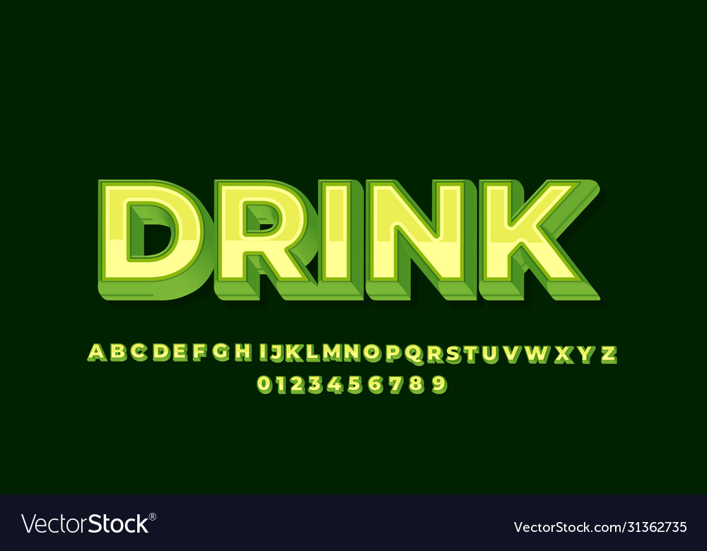 Green 3d font style effect design templates Vector Image