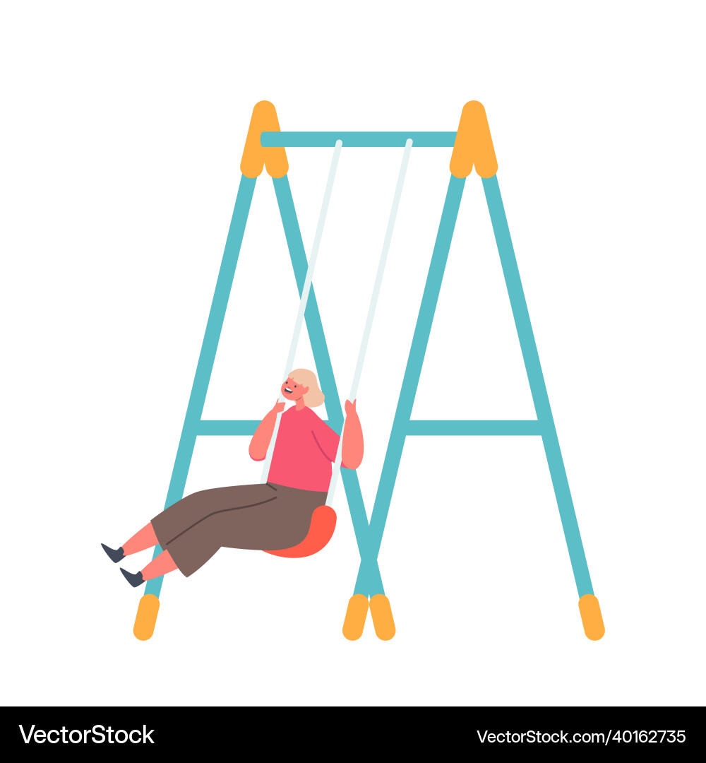 Happy child having fun on swing isolated white Vector Image