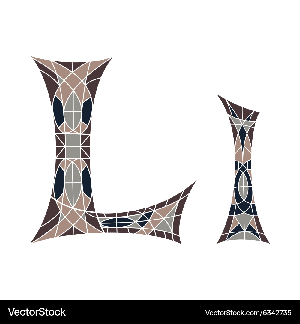 Low poly letter l in brown mosaic polygon Vector Image