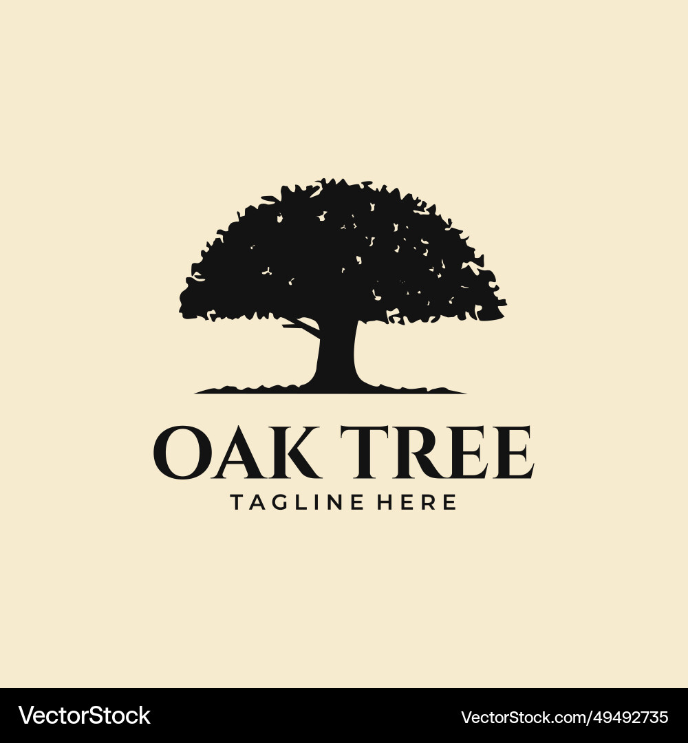 Oak tree vintage logo symbol design Royalty Free Vector