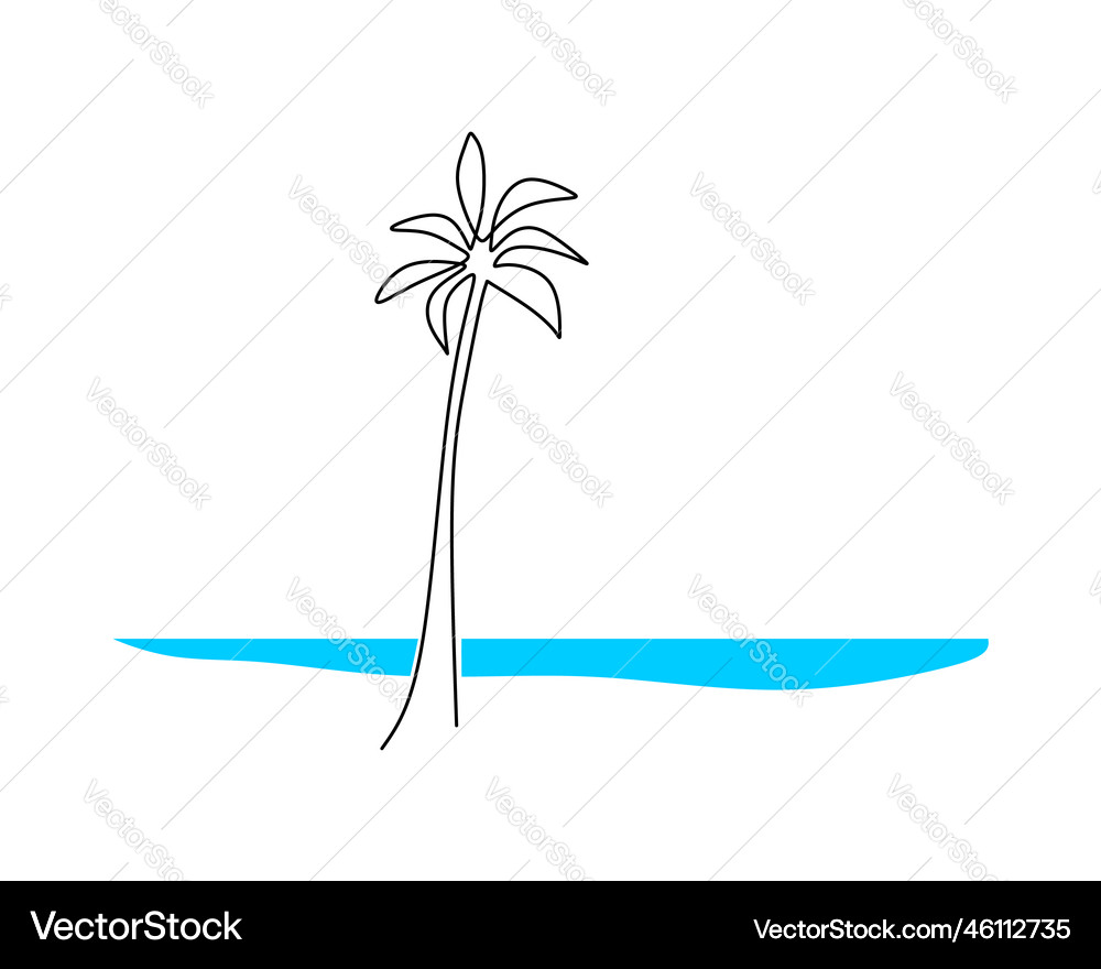 One single continuous line of coconut tree on the Vector Image