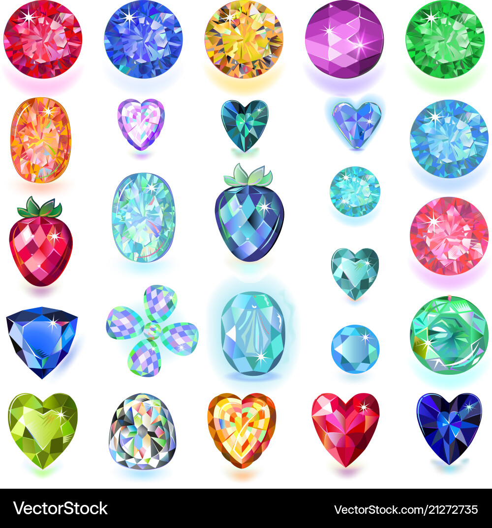 Set colored gems Royalty Free Vector Image - VectorStock