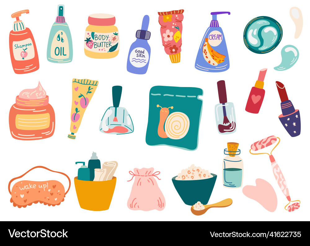 Set of different cosmetics organic Royalty Free Vector Image