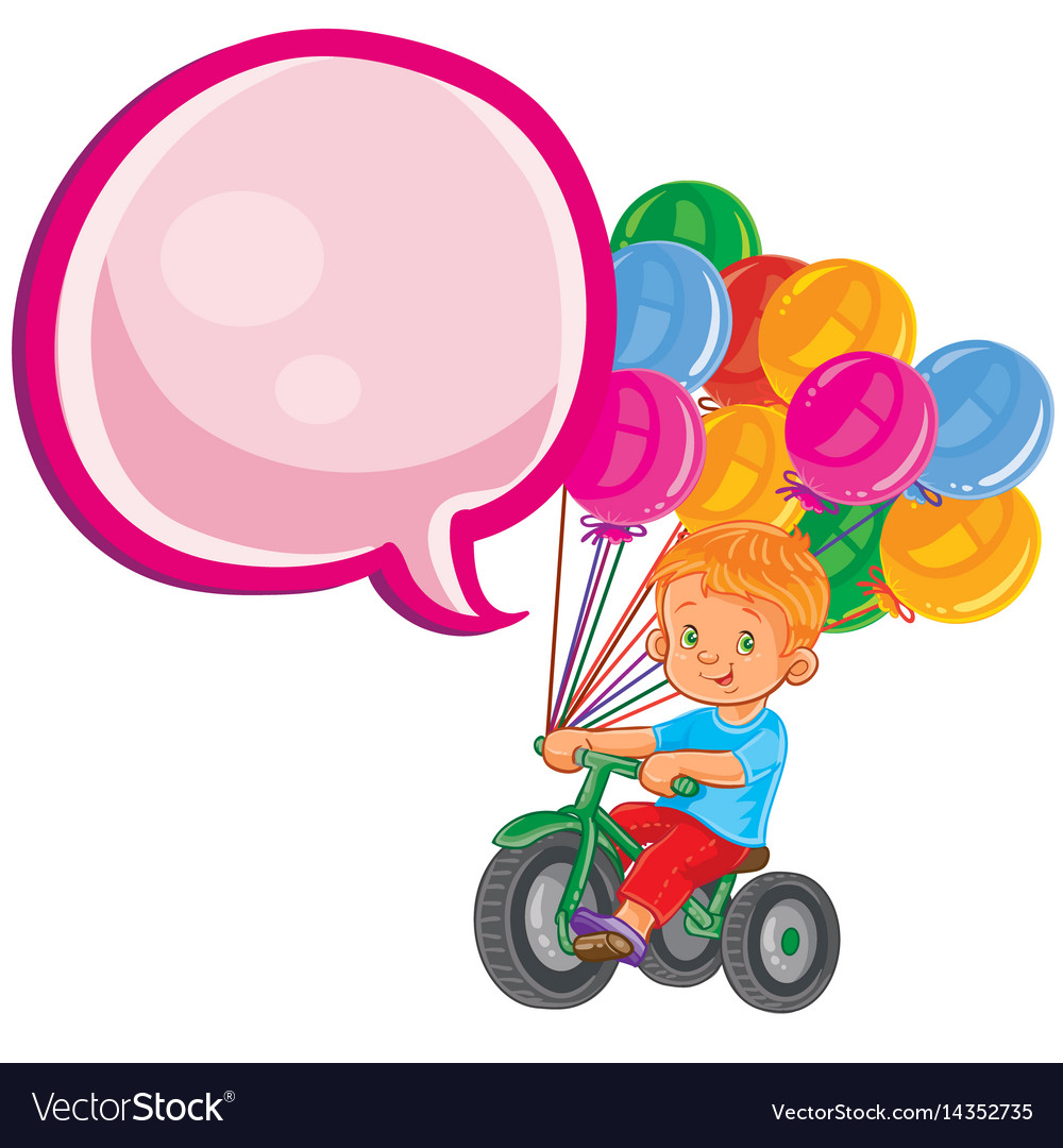 Small boy ride tricycle with balloons Royalty Free Vector Small boy ride tricycle with balloons Royalty Free Vector