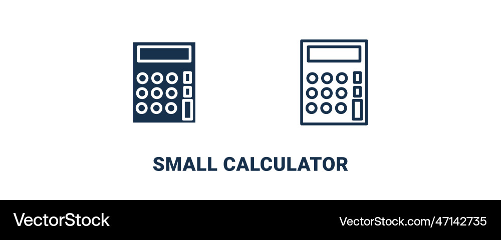 Small calculator icon outline and filled Vector Image