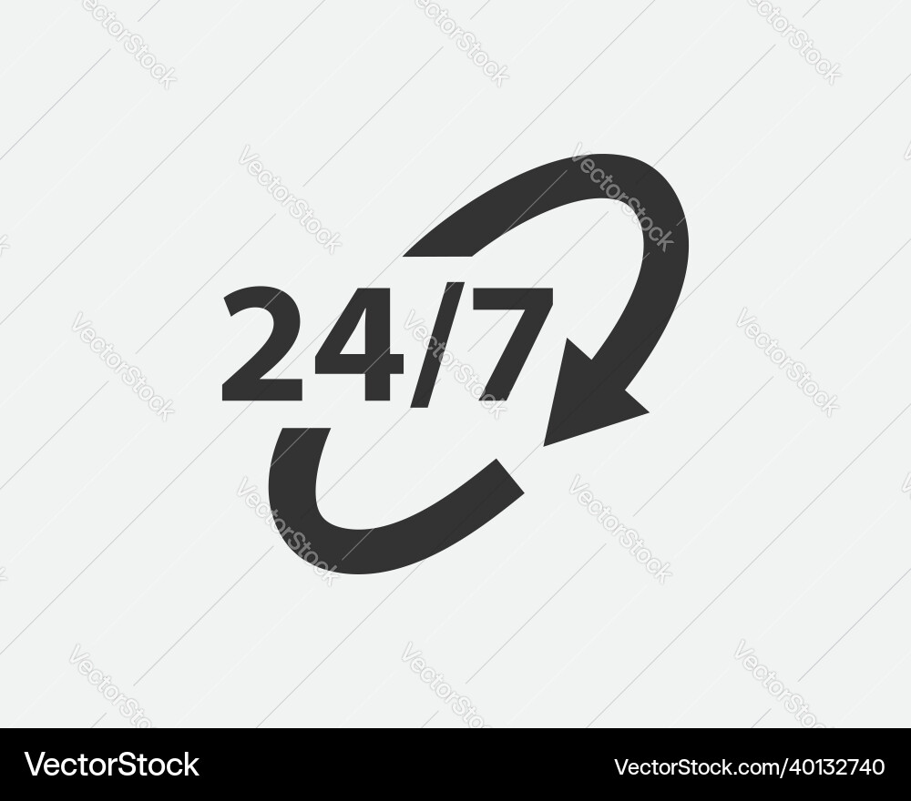 24 hours a day service icon symbol Royalty Free Vector Image