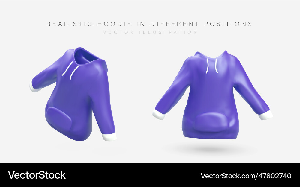 3d realistic hoodie in different positions ad Vector Image