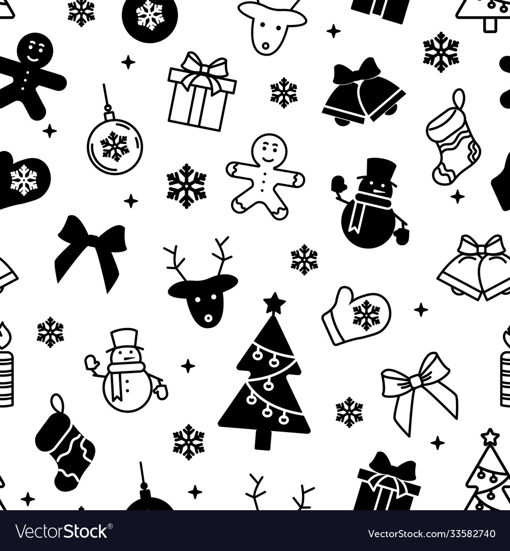 Black and white new year seamless pattern Vector Image