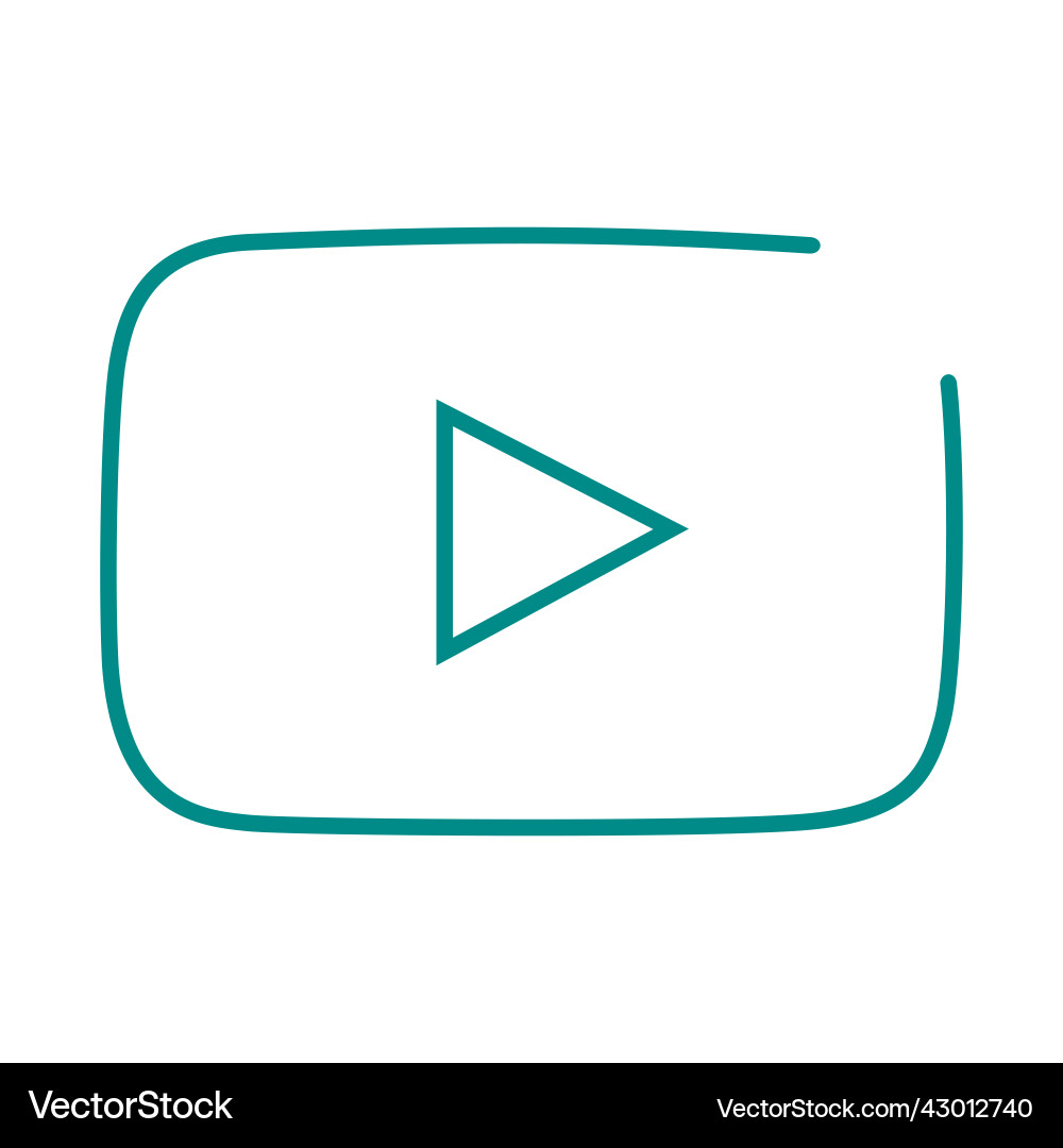 Blue youtube line iconsvg Royalty Free Vector Image