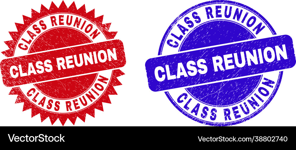 Class reunion round and rosette stamps Royalty Free Vector