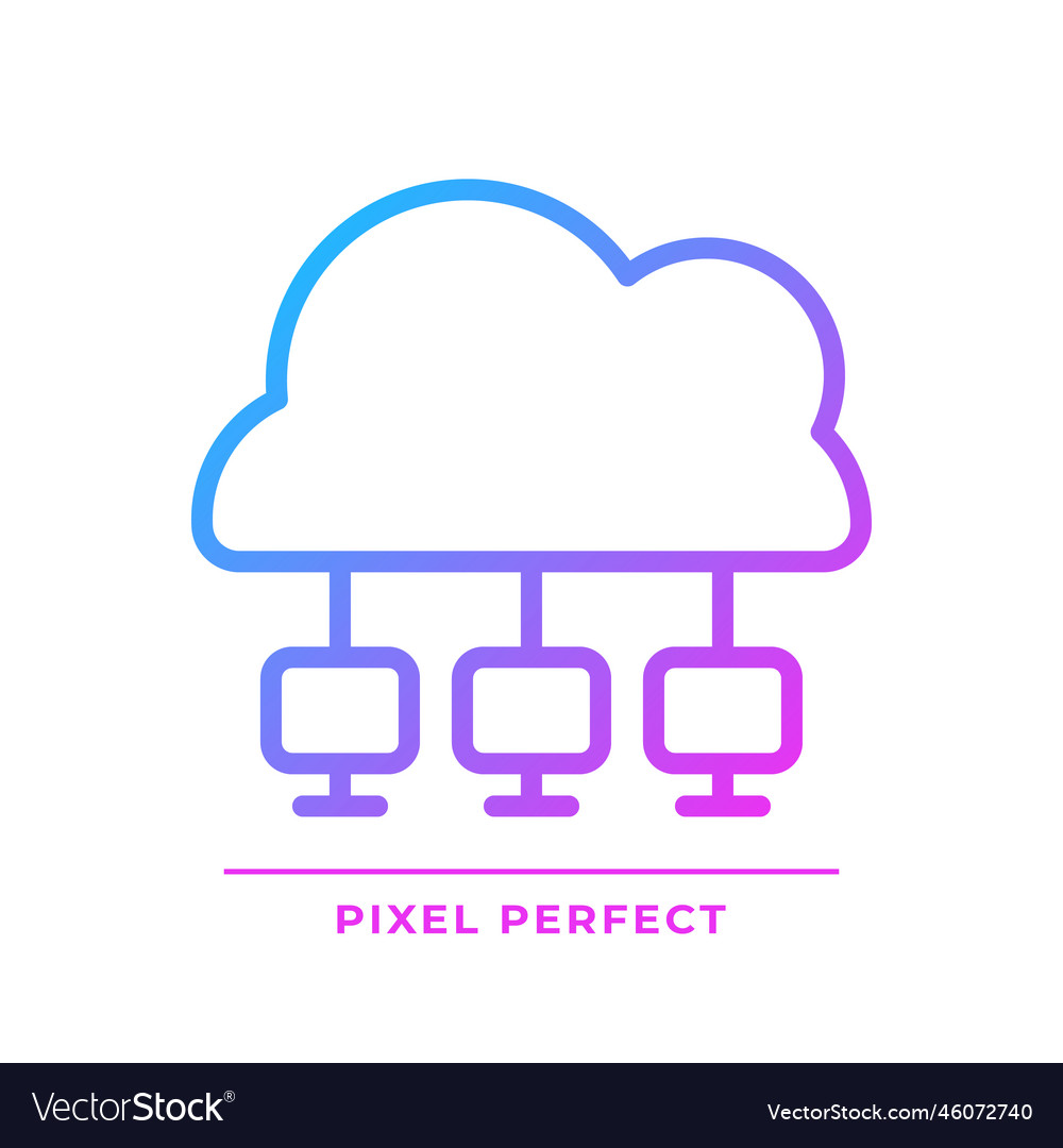 Cloud network pixel perfect gradient linear icon Vector Image Cloud network pixel perfect gradient linear icon Vector Image