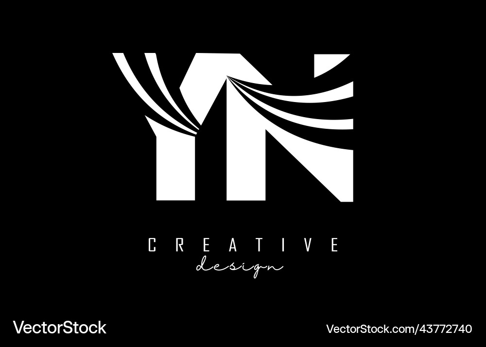 Creative white letters yn y n logo with leading Vector Image