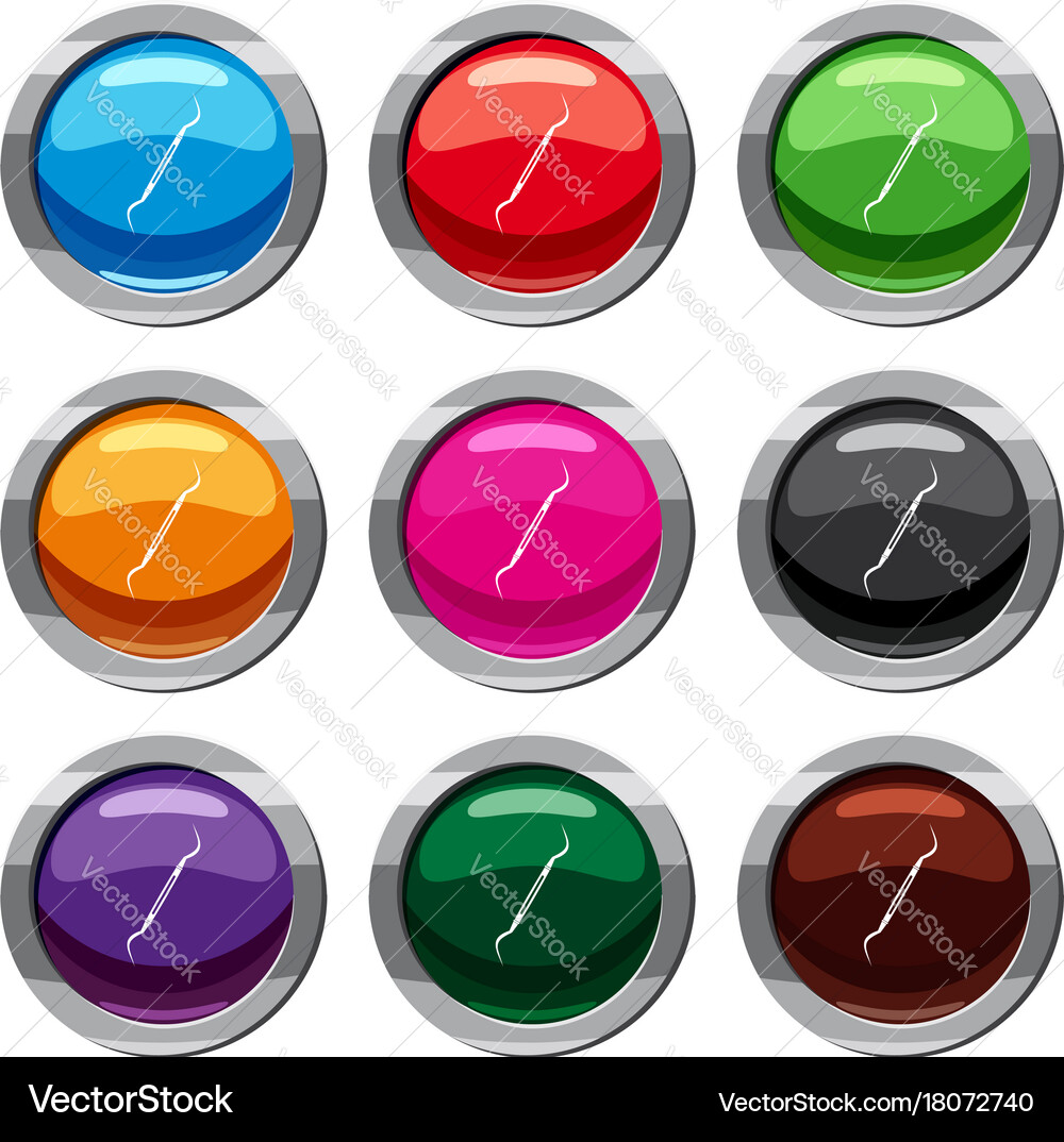 Dental instrument probe set 9 collection Vector Image