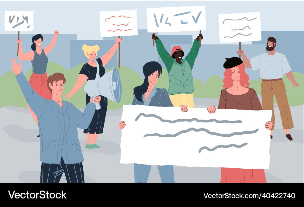 Flat cartoon positive characters on peaceful Vector Image