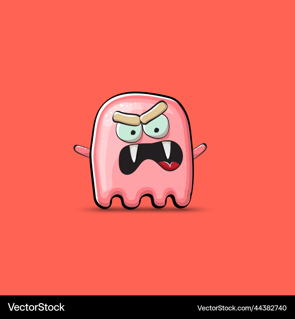Funny cute smiling pink ghost monster isolated Vector Image