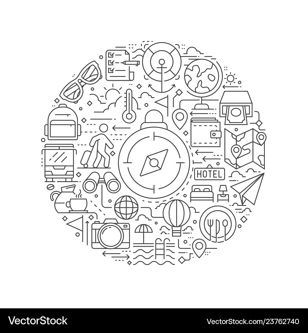 Round design element with travel icons Royalty Free Vector