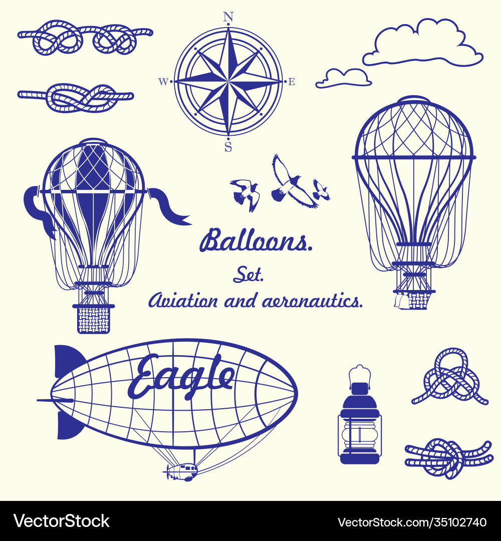 Set isolated elements on theme aviation Royalty Free Vector