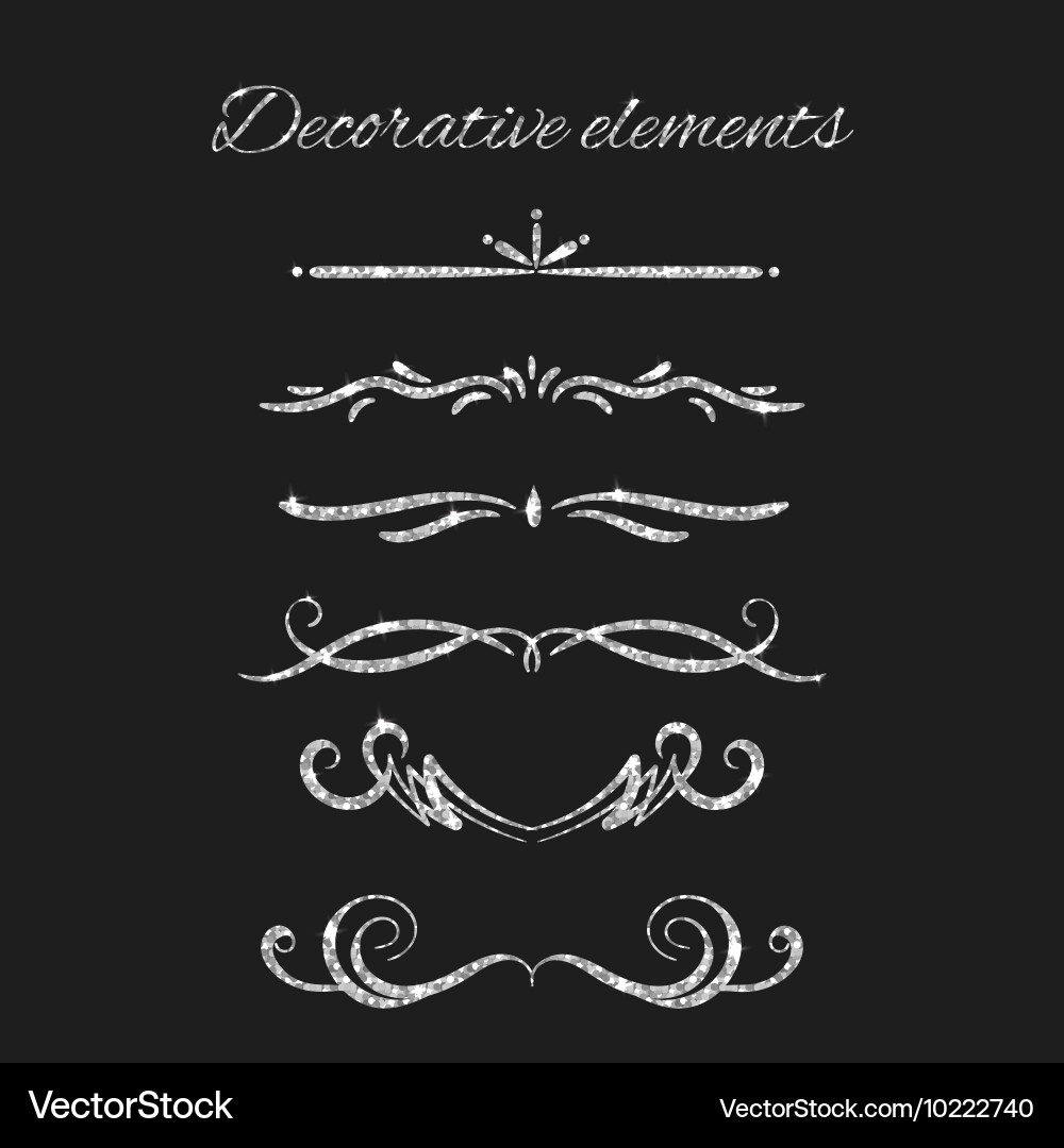 Silver text dividers set Ornamental decorative Vector Image