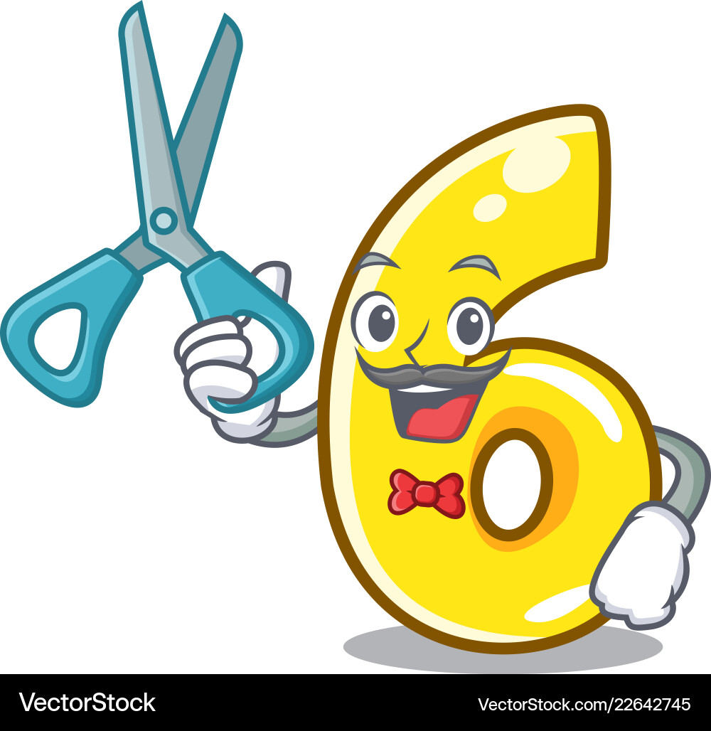 Barber character number six on brick wall Vector Image