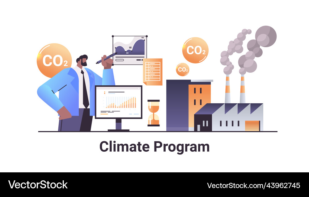 Carbon credit climate program businessman Vector Image