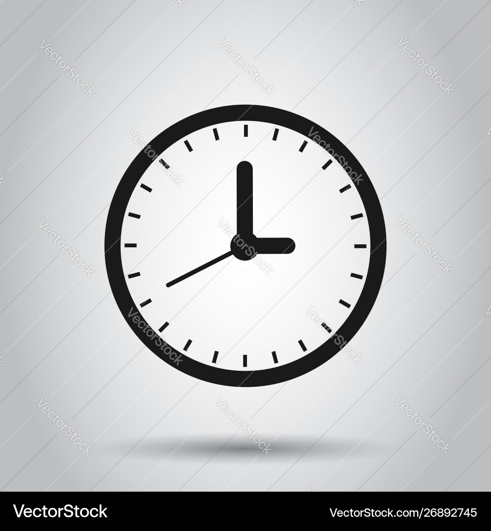 Clock sign icon in flat style time management Vector Image