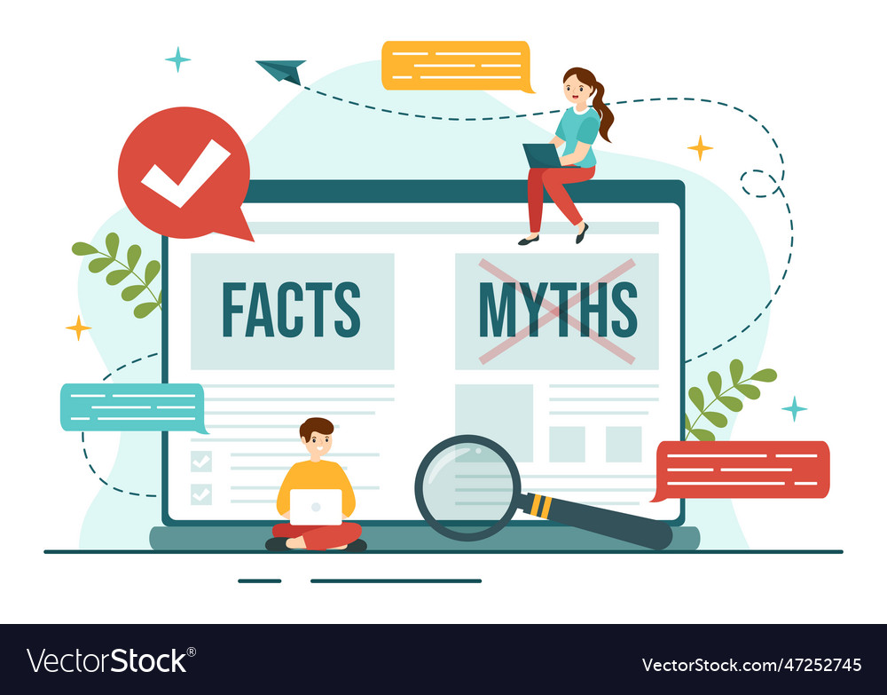 Fact check with myths vs facts news for thorough Vector Image