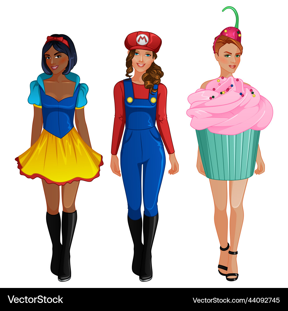 Halloween costume character set 02 Royalty Free Vector Image