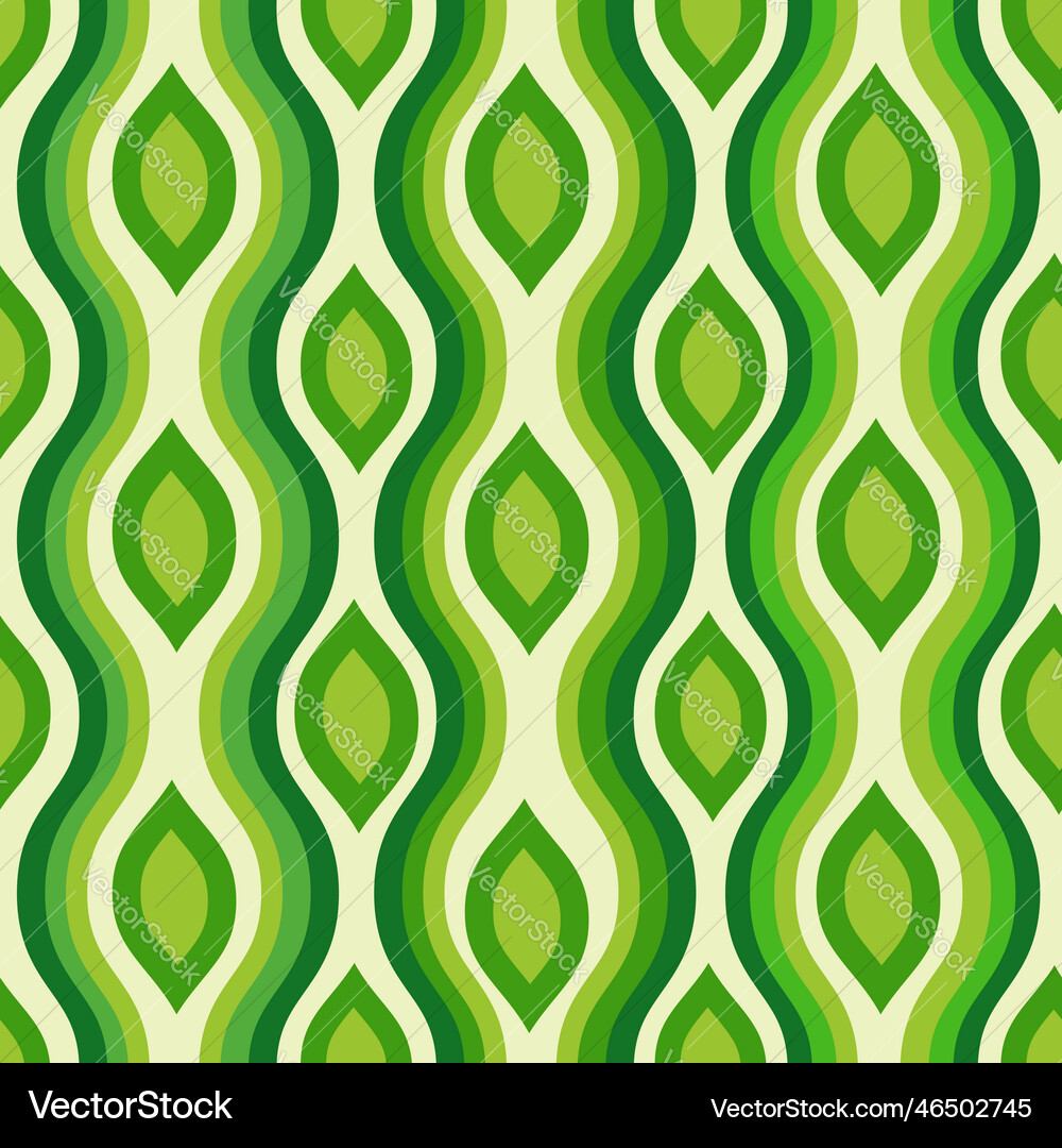 Mid century green ogee ovals seamless pattern Vector Image