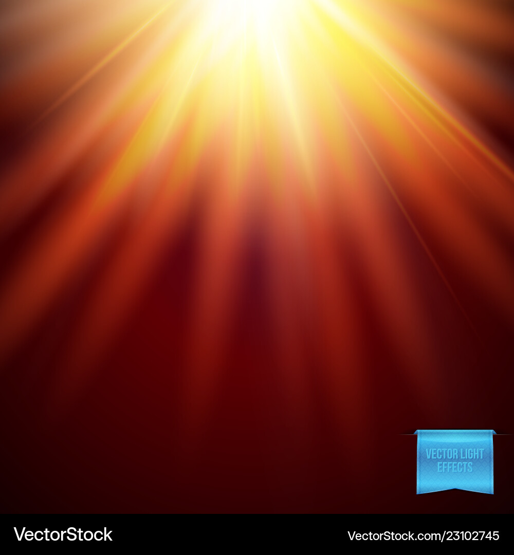 Realistic fiery sunburst effect with rays Vector Image
