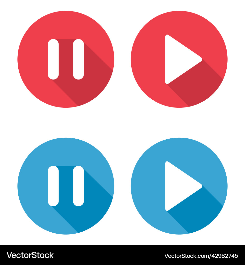 Set of stop pause and play icon interface media Vector Image
