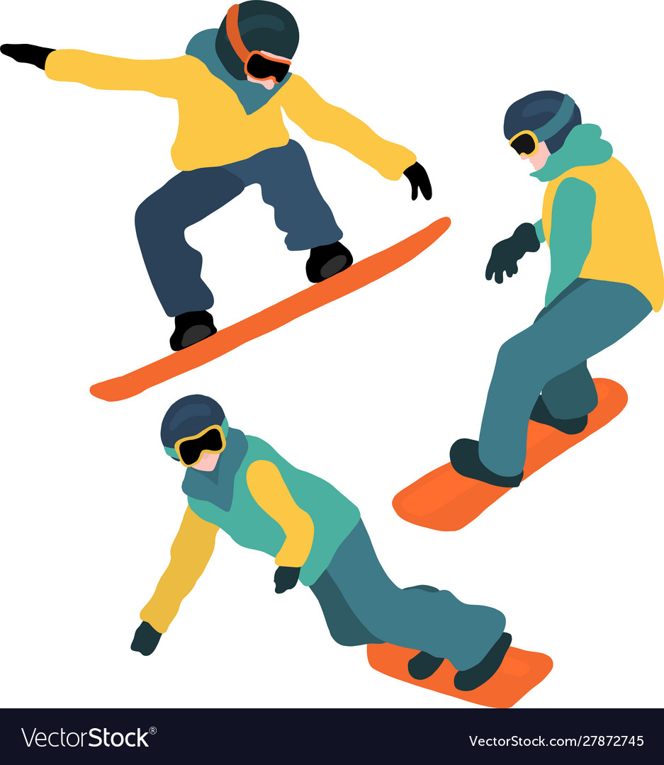 Snowboarding set winter sport Royalty Free Vector Image