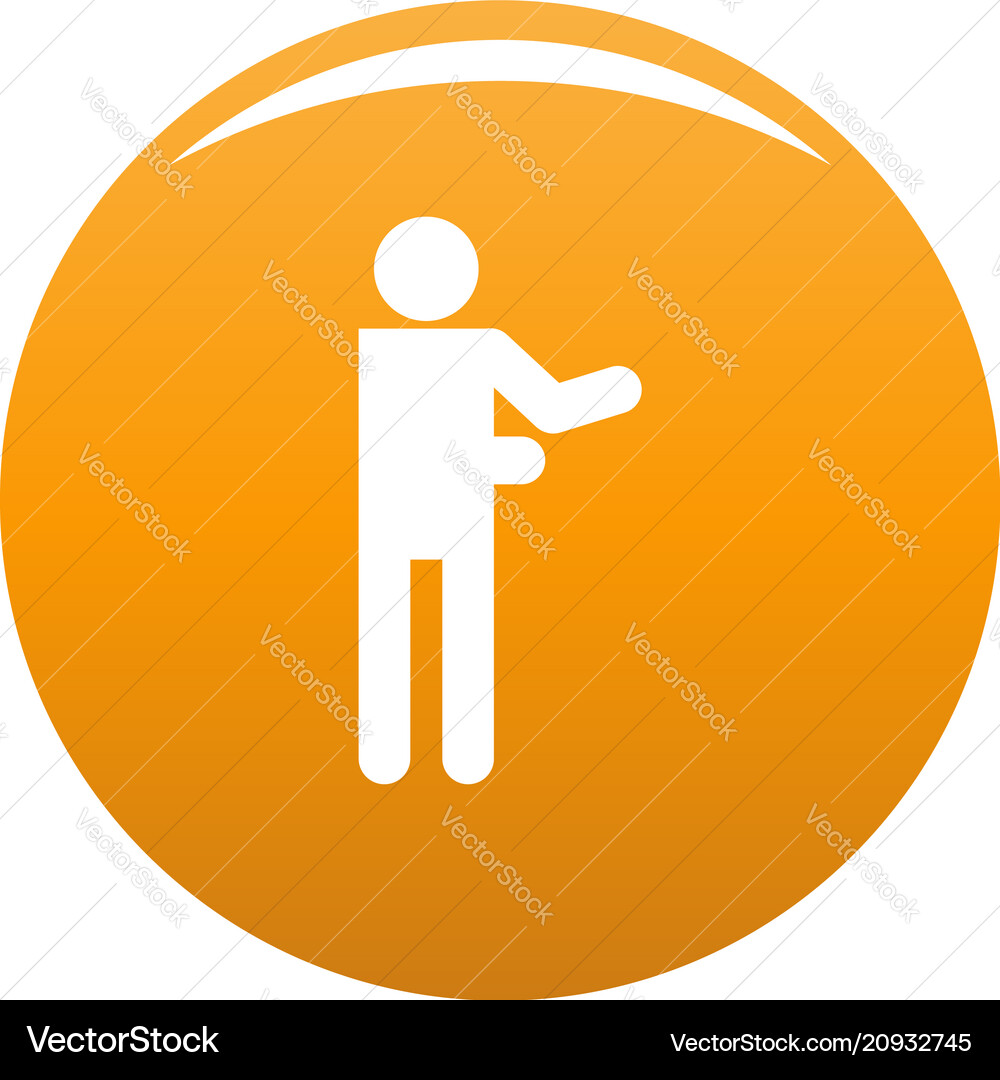 Stick figure stickman icon orange Royalty Free Vector Image