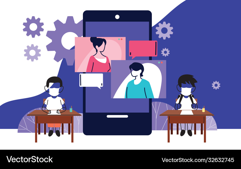 Teacher on screen giving online class to her Vector Image