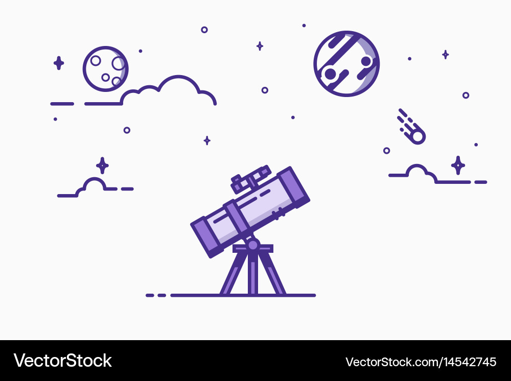 Telescope line Royalty Free Vector Image - VectorStock