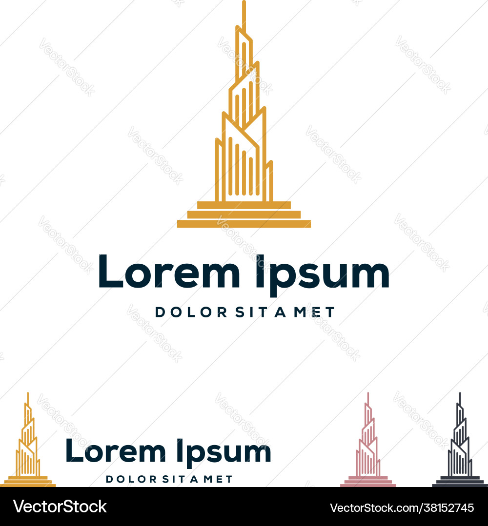 Tower logo designs line art style building Vector Image