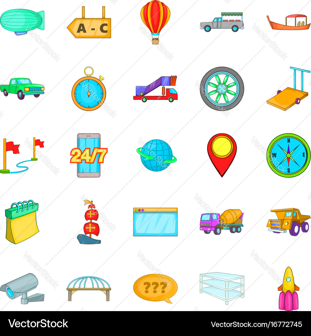 Waybill icons set cartoon style Royalty Free Vector Image