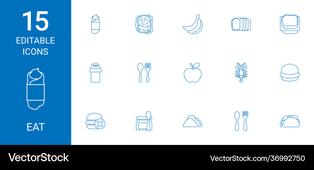 15 eat icons Royalty Free Vector Image - VectorStock
