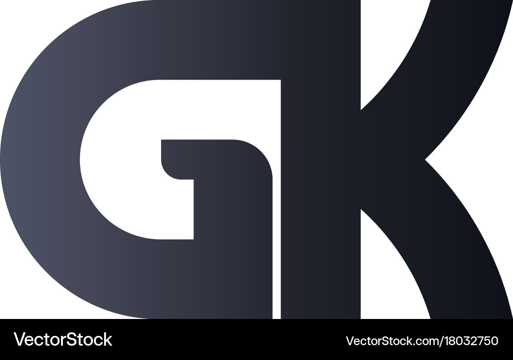 Gk g k black initial letter logo design bold Vector Image