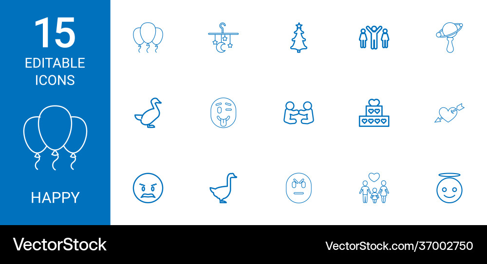 Happy icons Royalty Free Vector Image - VectorStock