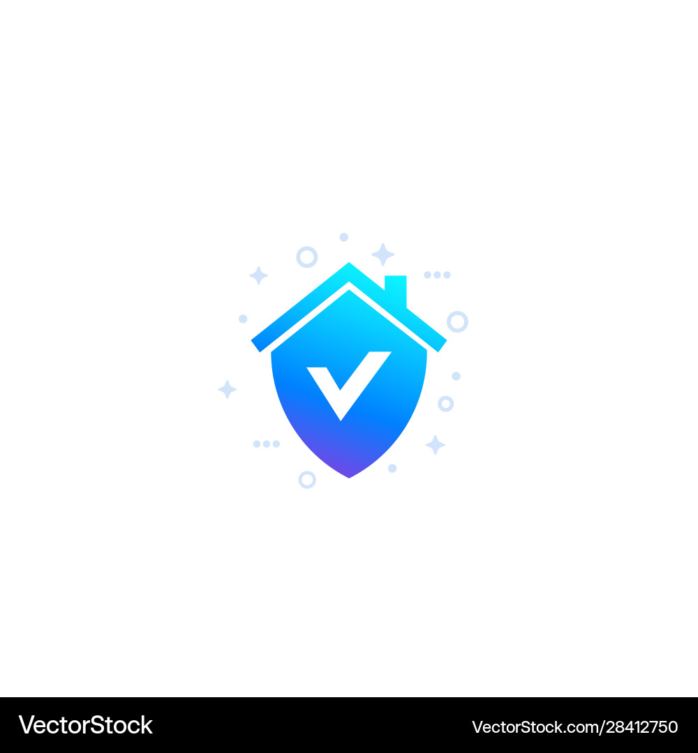 Home security logo with house and shield Vector Image