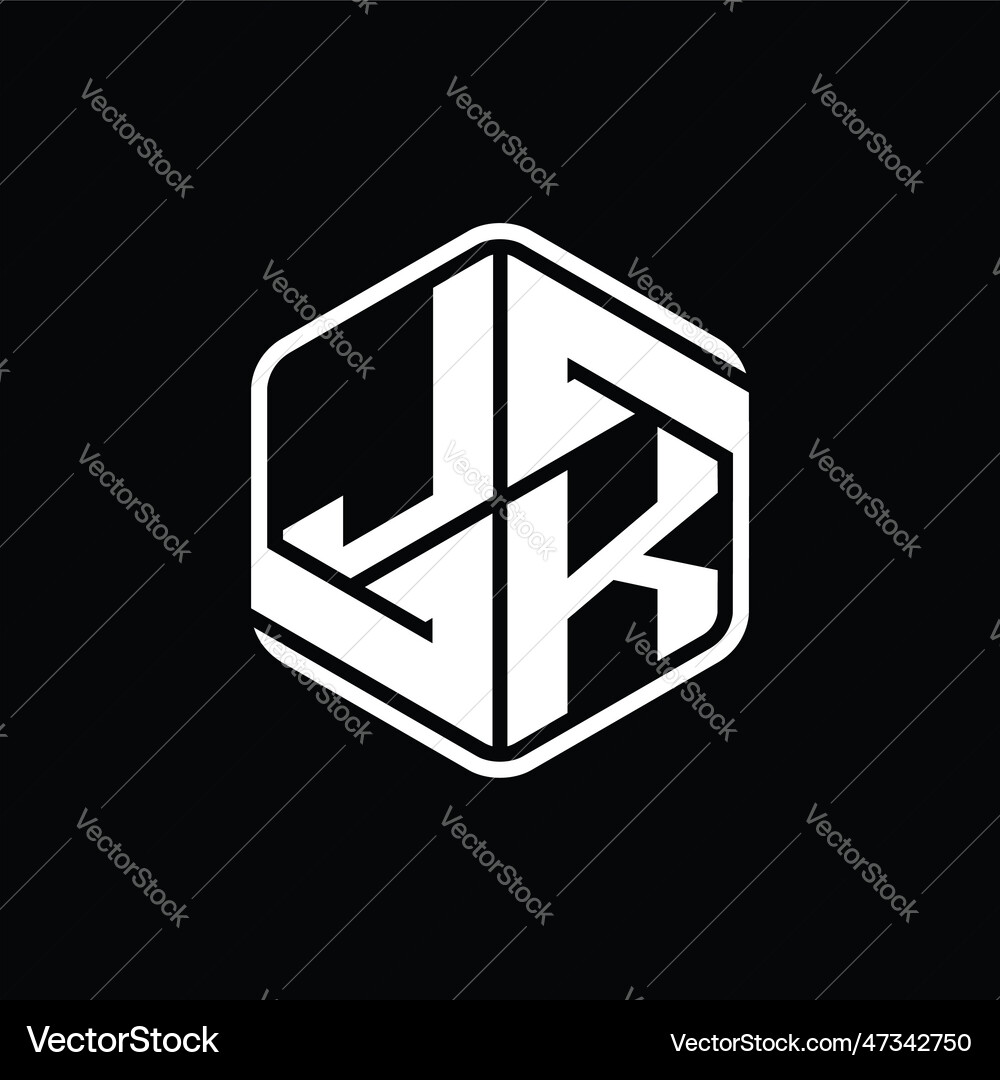 Jk logo monogram hexagon shape with ornament Vector Image